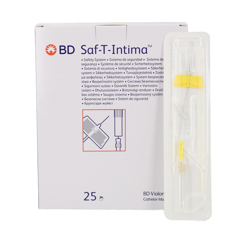 Saf-T-Intima Close with PRN adapter 24G x 0.75" - Yellow - Box of 25 ...