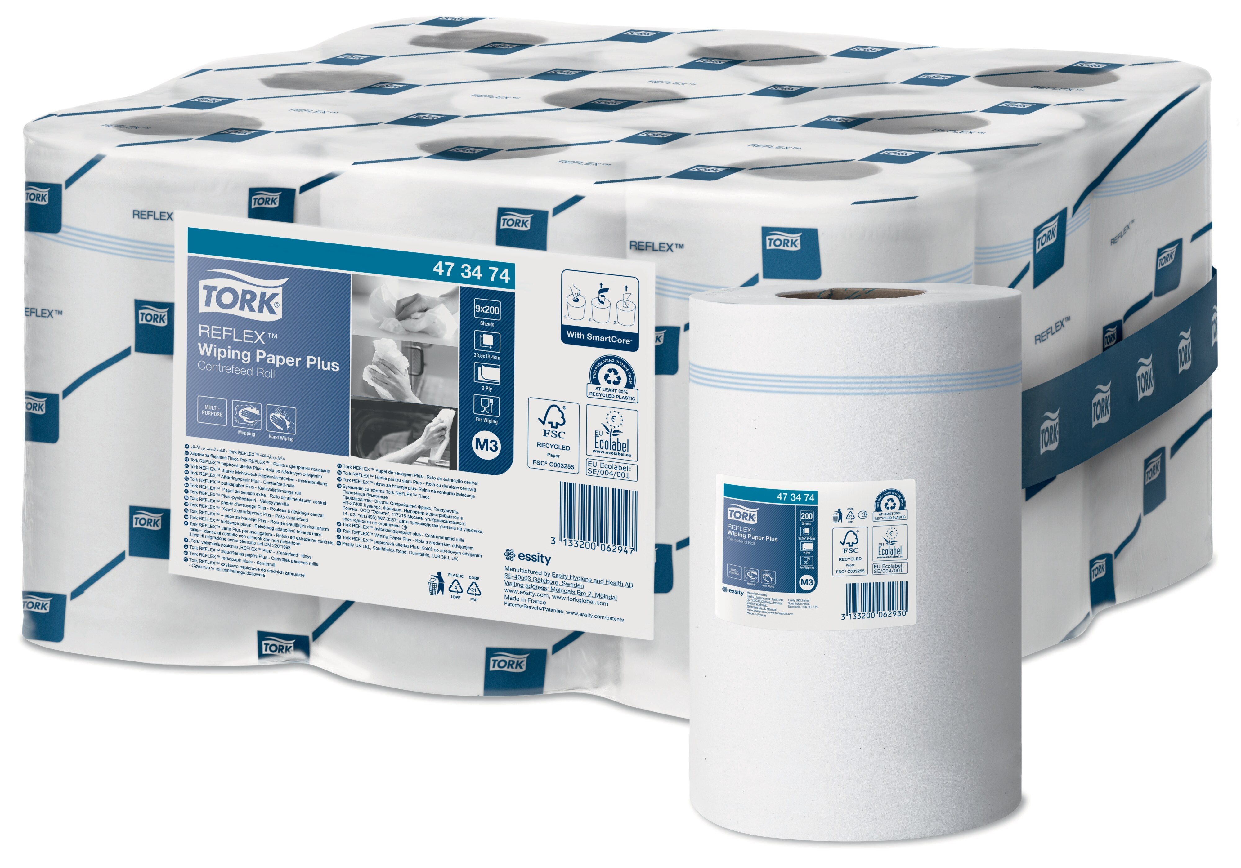 Tork Reflex Centrefeed Roll White 2ply - Case of 9 Rolls - 19.4cm x 67 ...