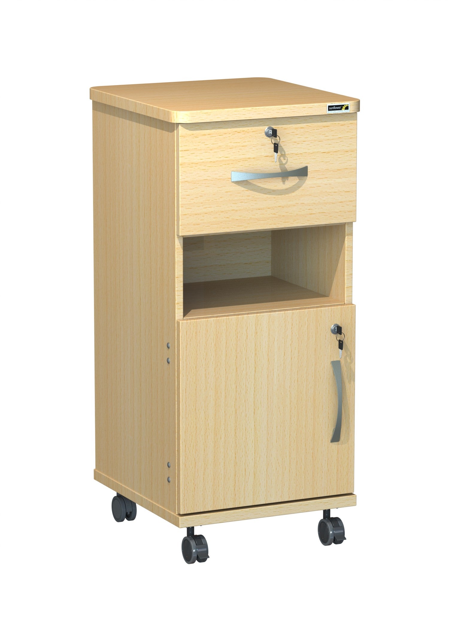 Axis Bedside Locker - Locking Large Top Drawer and Bottom Door - Open ...