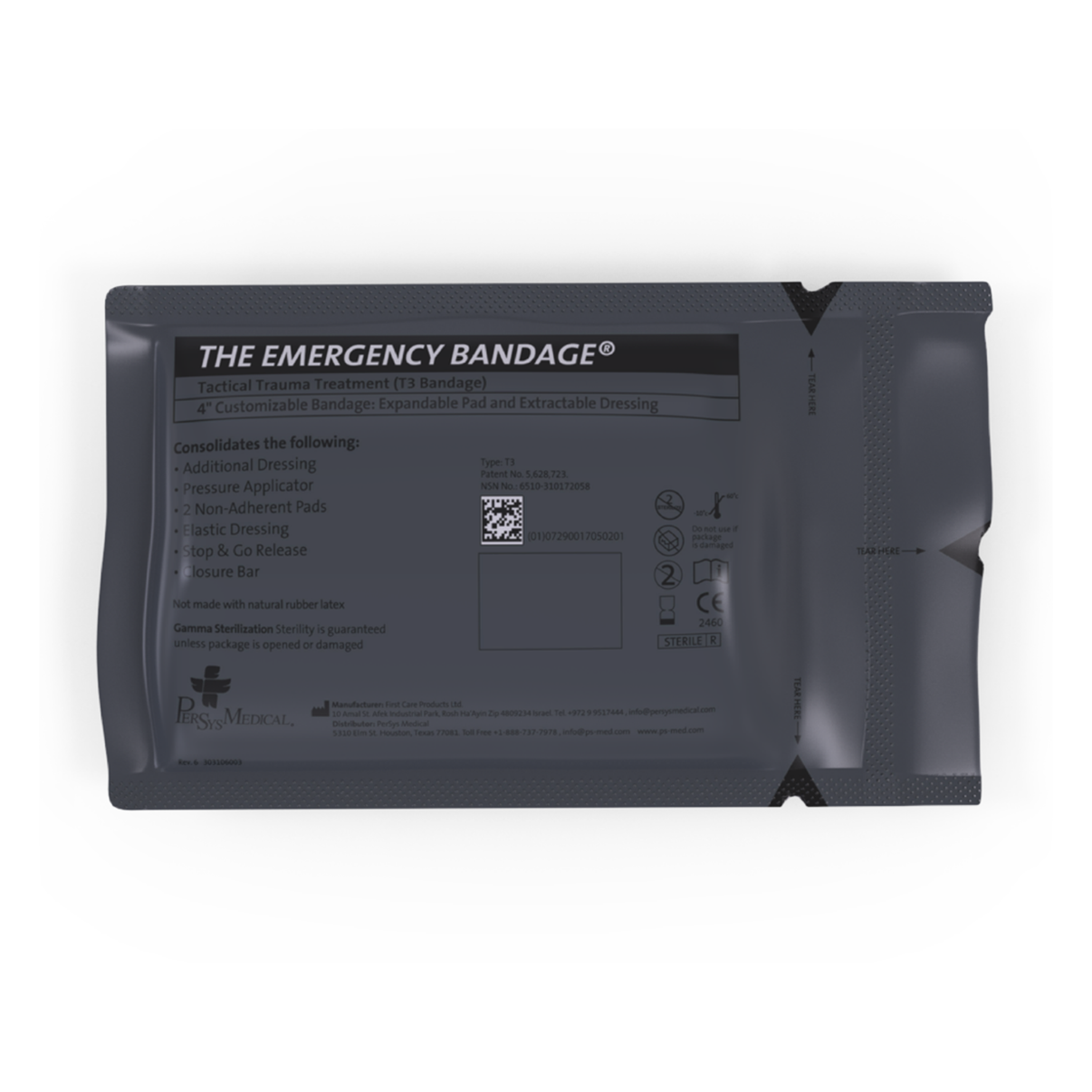 Israeli Bandage - T3 Emergency Bandage® 4" Wound Pad With Pressure Bar ...