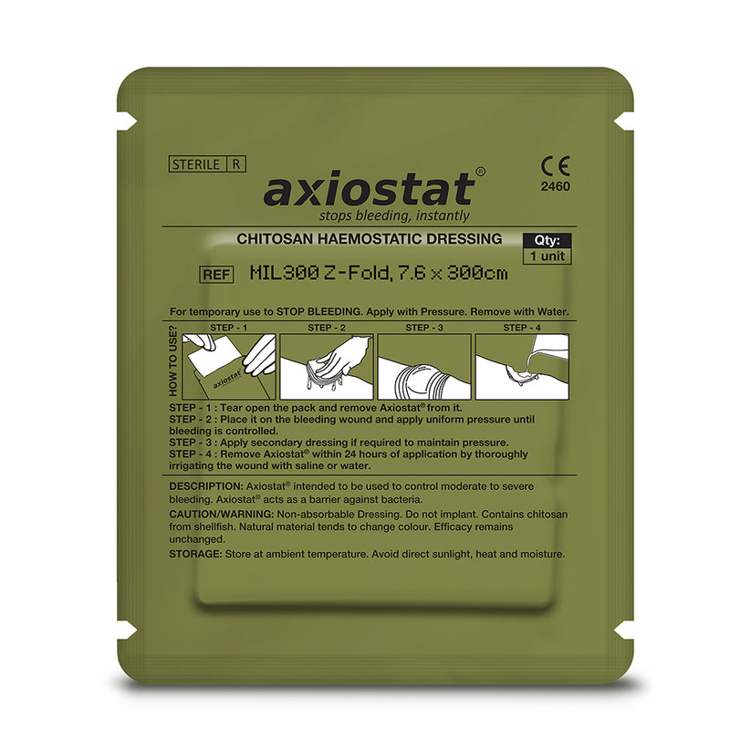 MIL300 Axiostat Military 300cm Z Fold Haemostatic Gauze – Medisave UK