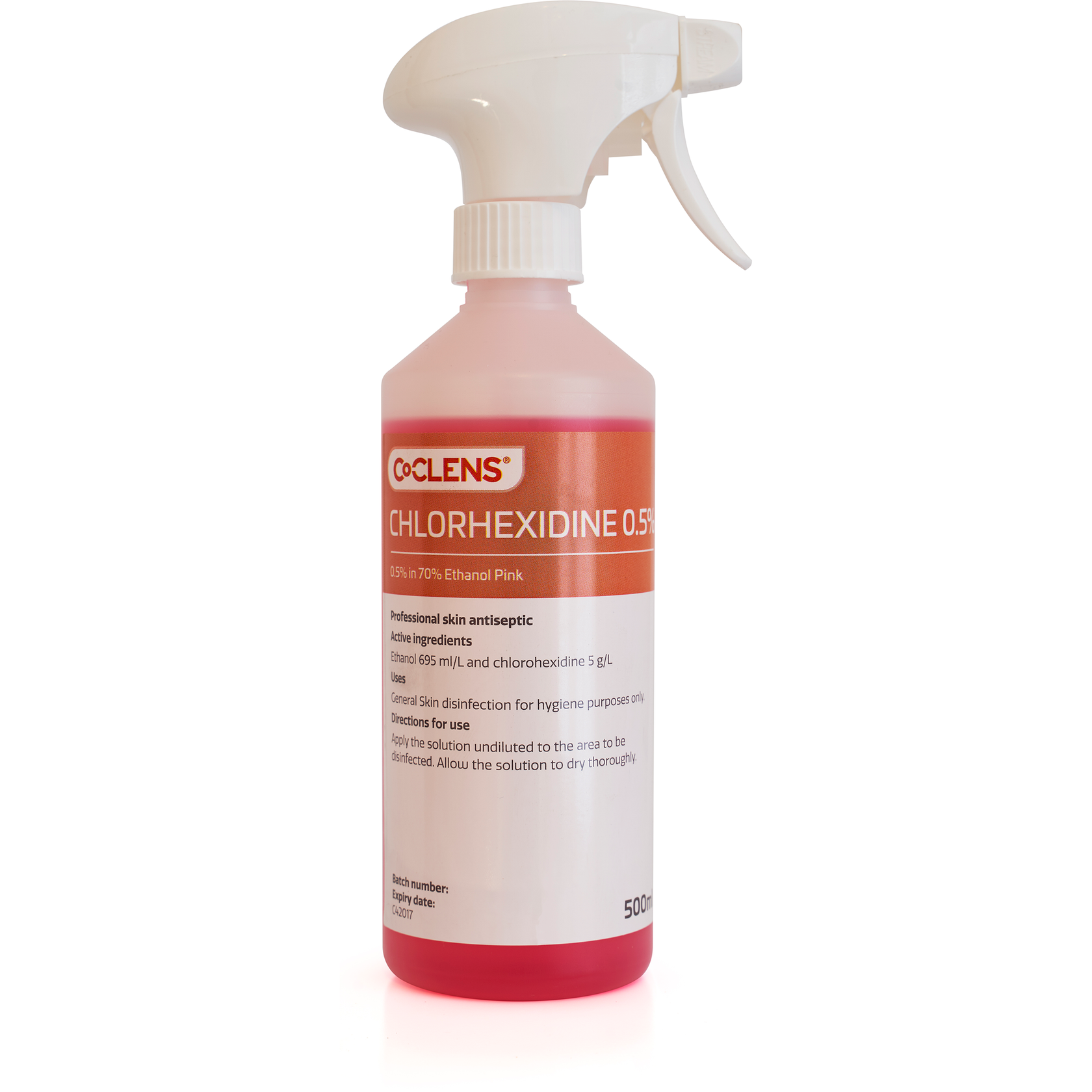 Co-Clens 0.5% Chlorhexidine in 70% Ethanol Pink - Spray 500ml – Medisave UK