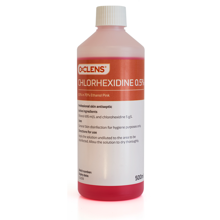 Co-Clens 0.5% Chlorhexidine in 70% Ethanol Pink - Screw Cap 500ml ...