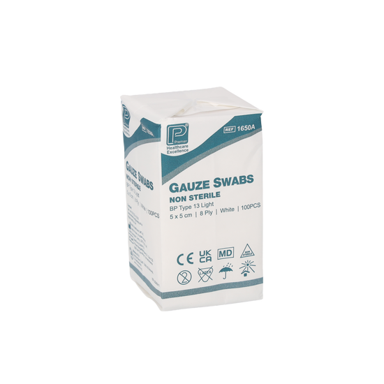 Gauze Swabs: 5 x 5cm 8 Ply x 100 – Medisave UK