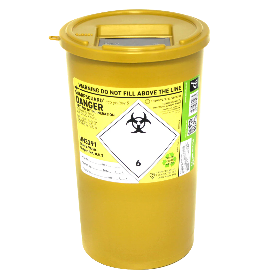 Sharpsguard Yellow 5 Ltr Sharps Bin – Medisave UK