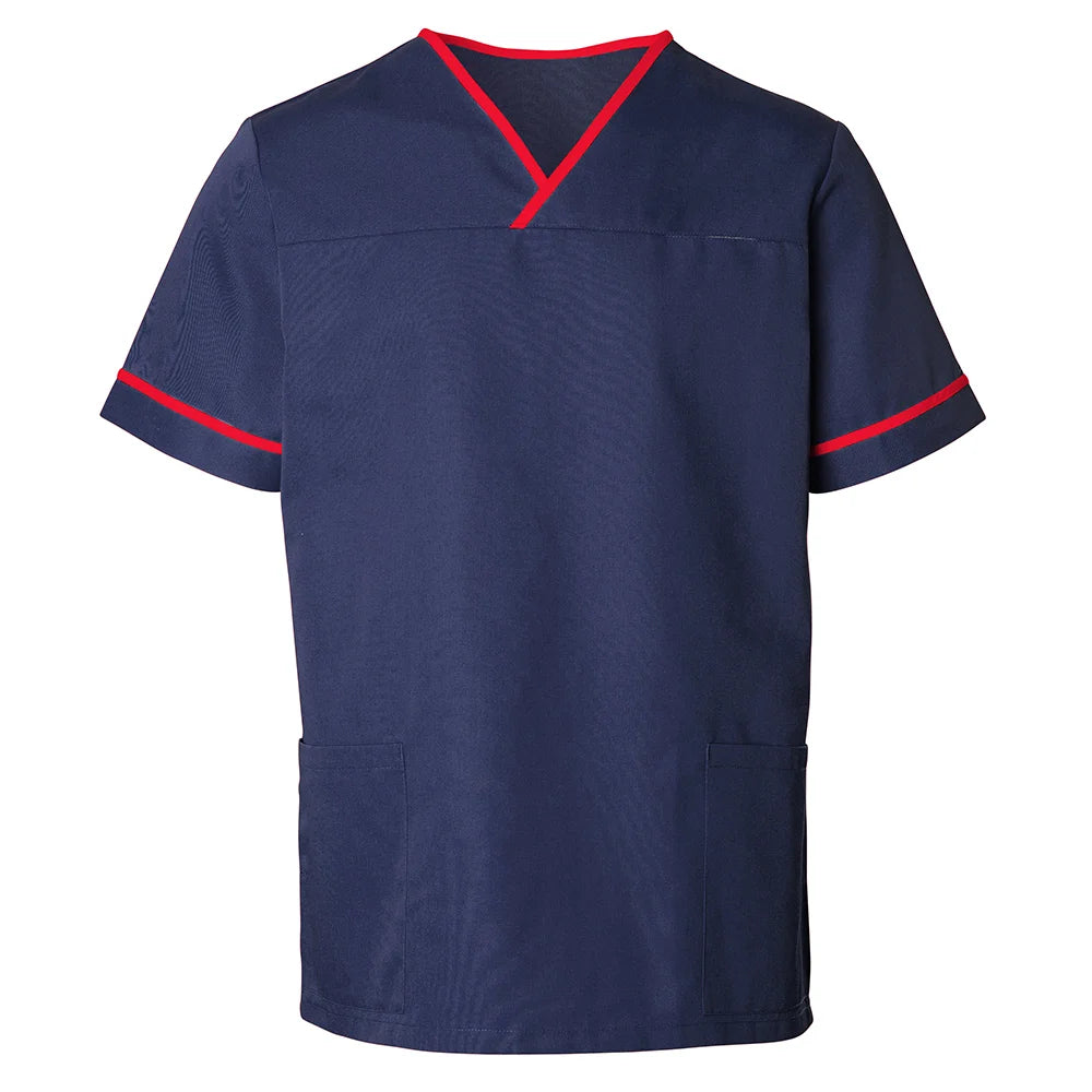 HP20 Unisex Contrast Trim Scrub Top- Navy/Red- Size XXL – Medisave UK