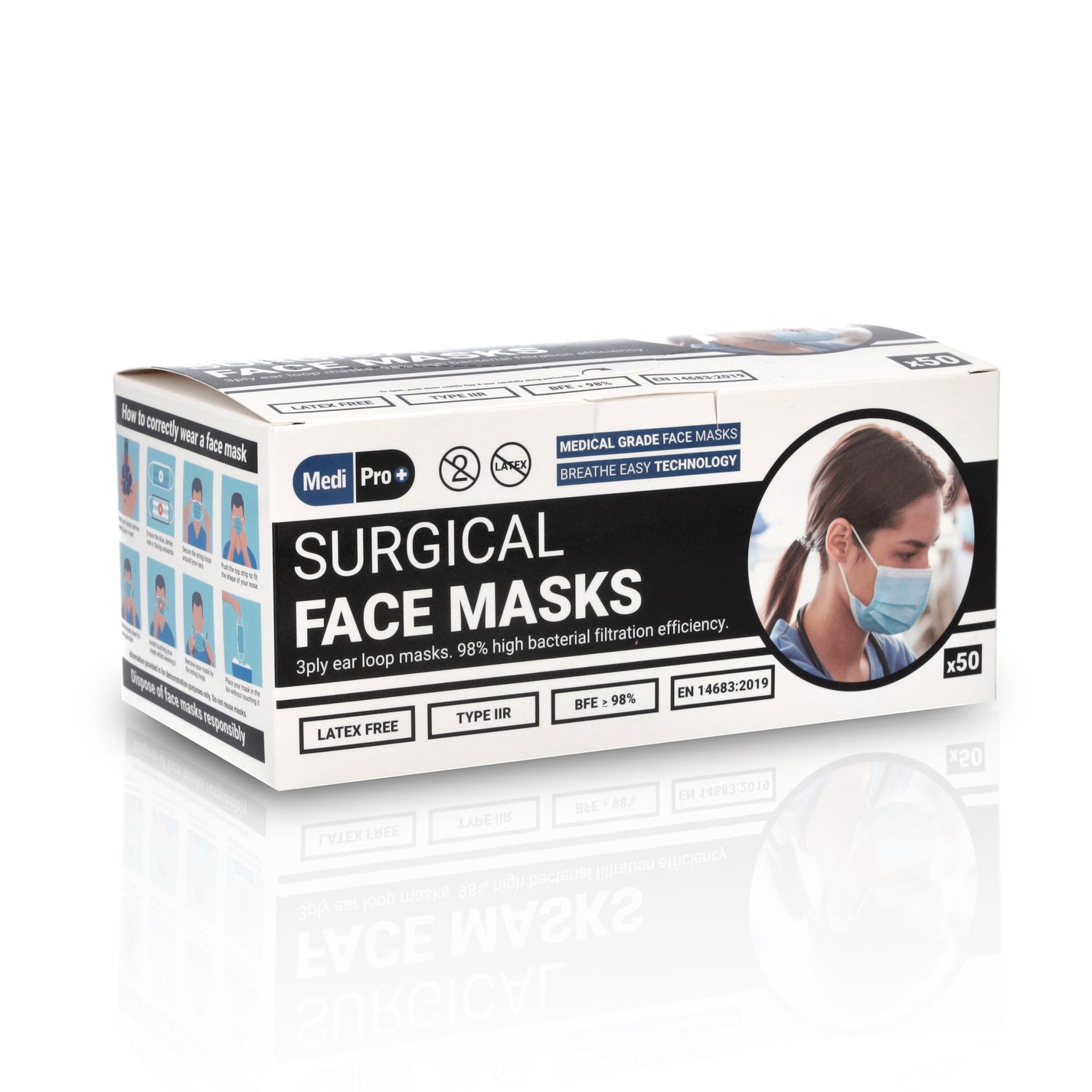 Surgical Face Masks - Type IIR Certified x 50 – Medisave UK