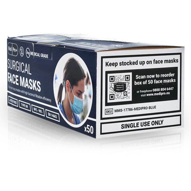 Surgical Face Masks - Type IIR Certified x 50 – Medisave UK