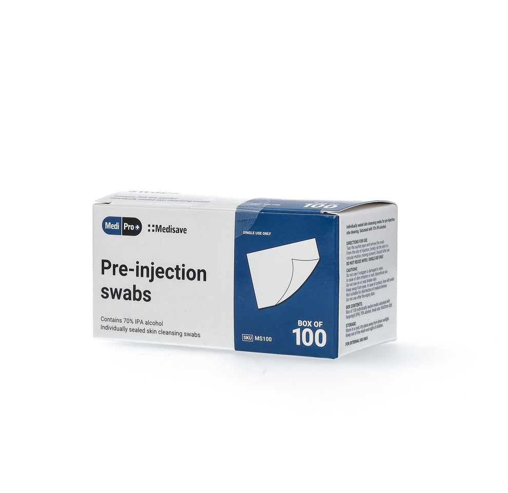MediPro 70% Alcohol IPA Pre-Injection Swabs x 100 – Medisave UK