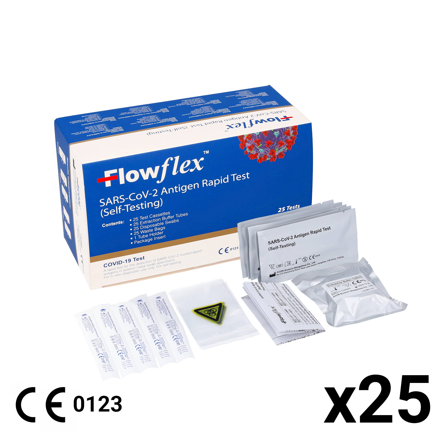 Flowflex Lateral Flow Test SARS-CoV-2 Antigen Rapid - Box of 25 [Self ...