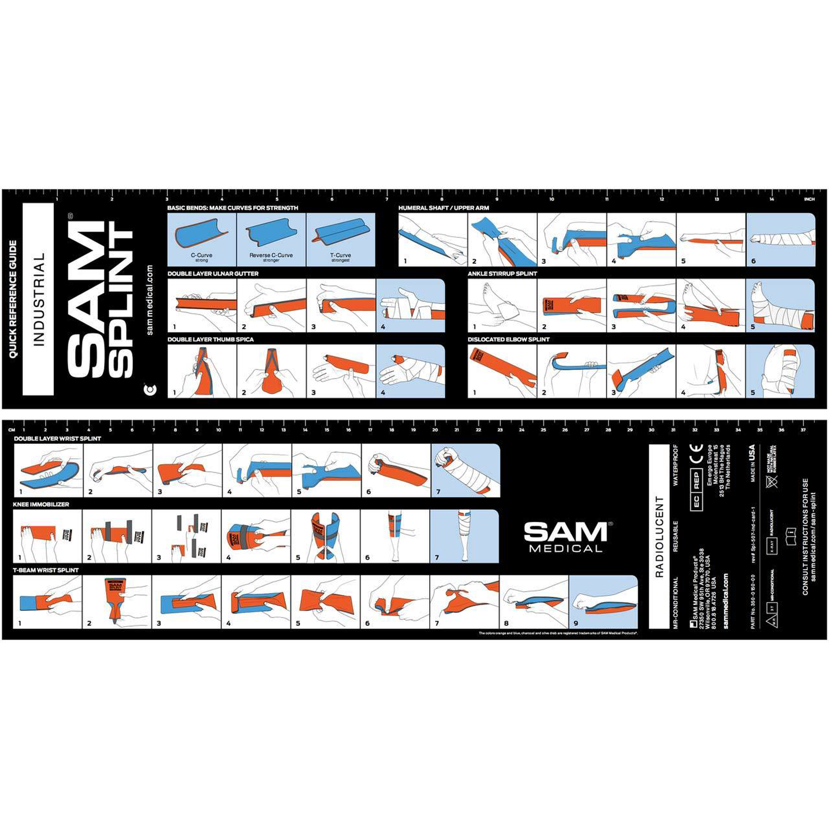 SAM® Splint 4" 9.5cm x 4.6cm Finger - Orange & Blue – Medisave UK