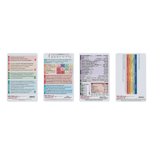 Badge Lanyard Card Set for HC Students - 4 Cards (Bloods, ECG, NEWS2 ...