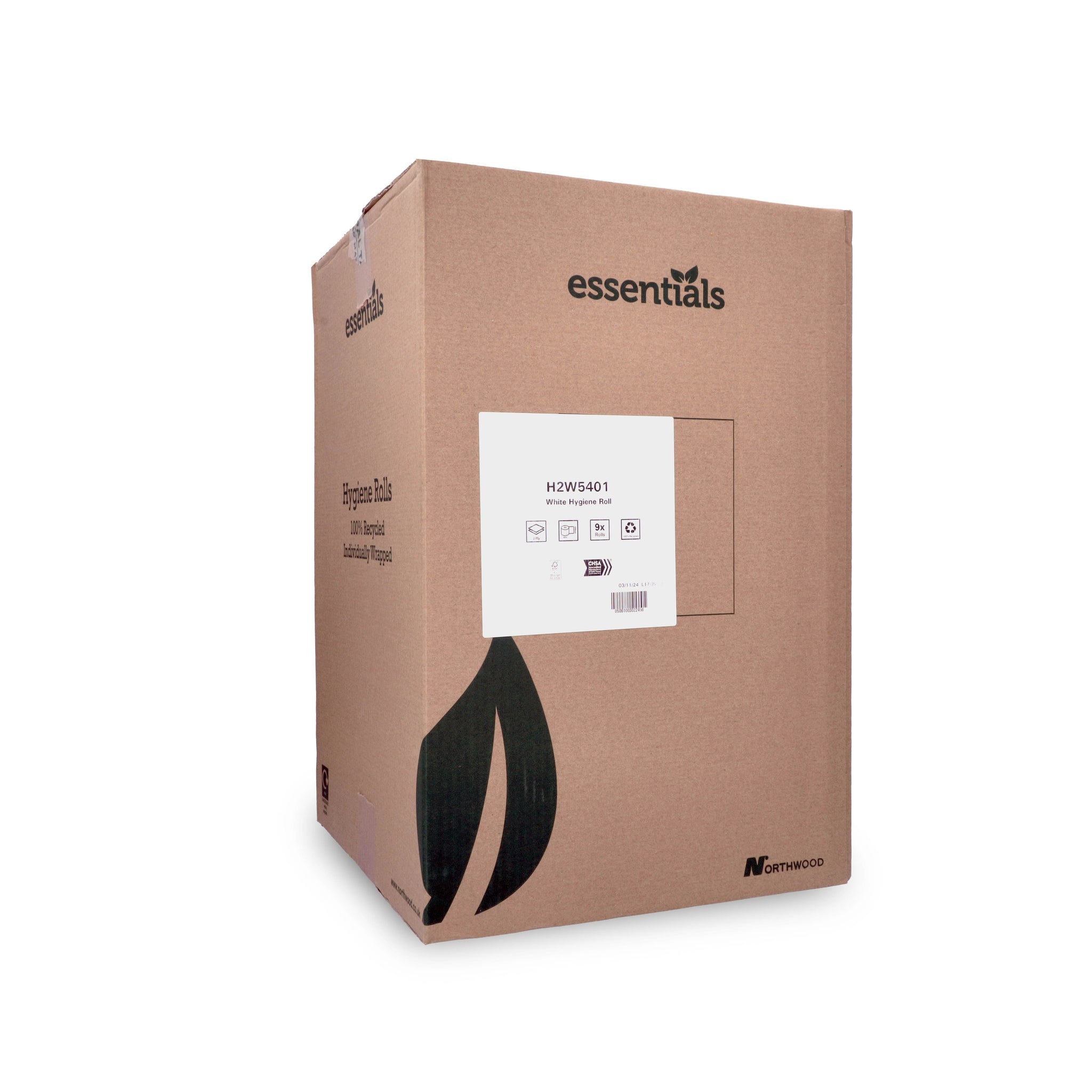 Couch Rolls 20" - 2ply - Essentials White - 40m x 500mm - Case of 9 ...