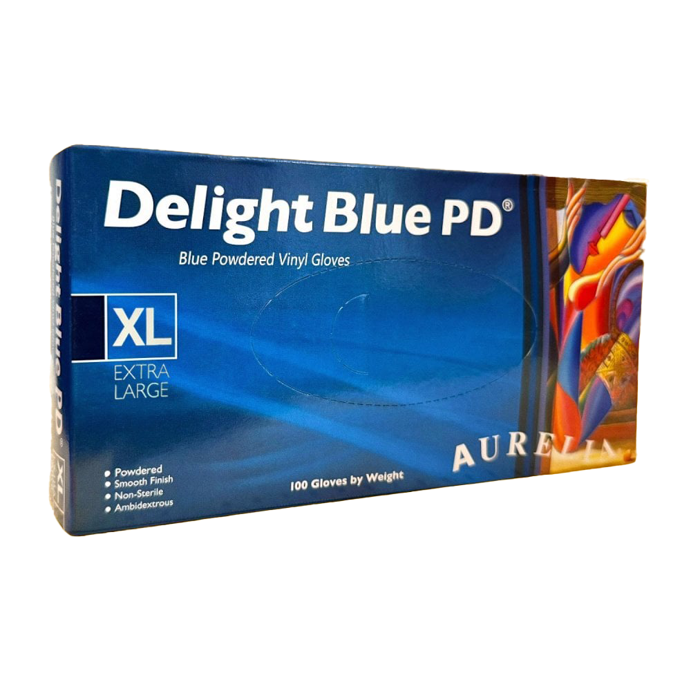 Aurelia Delight Blue PF Vinyl Powder free examination gloves - Extra L ...
