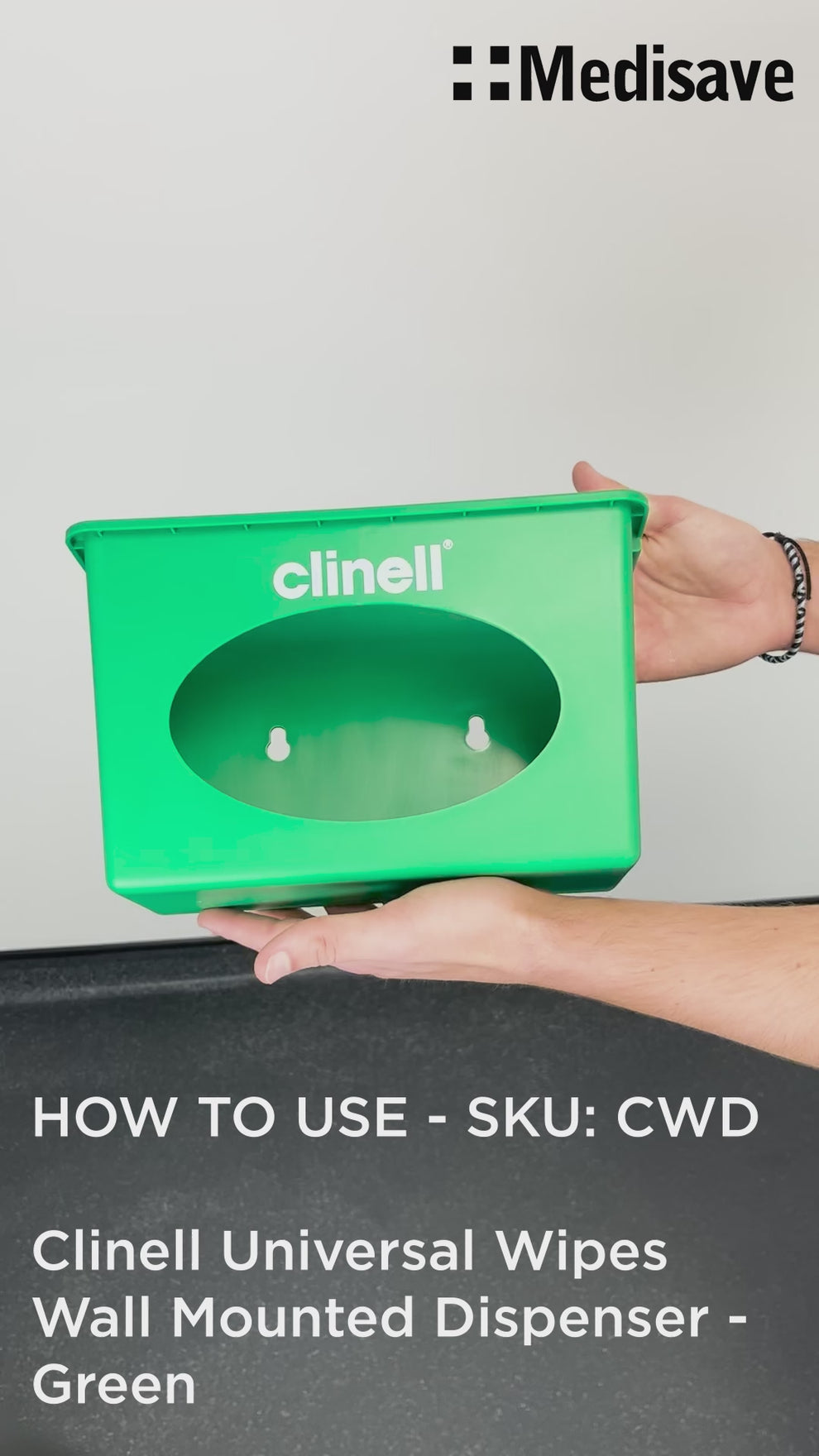 Clinell Universal Wipes Wall Mounted Dispenser - Green – Medisave UK