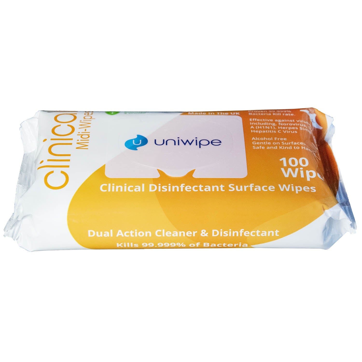 Uniwipe Clinical Midi Disinfectant Surface Wipes - Pack of 100 ...