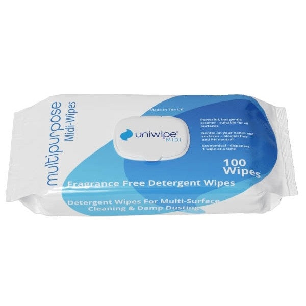 Multipurpose Detergent Midi-Wipes - Pack Of 100 Wipes – Medisave UK