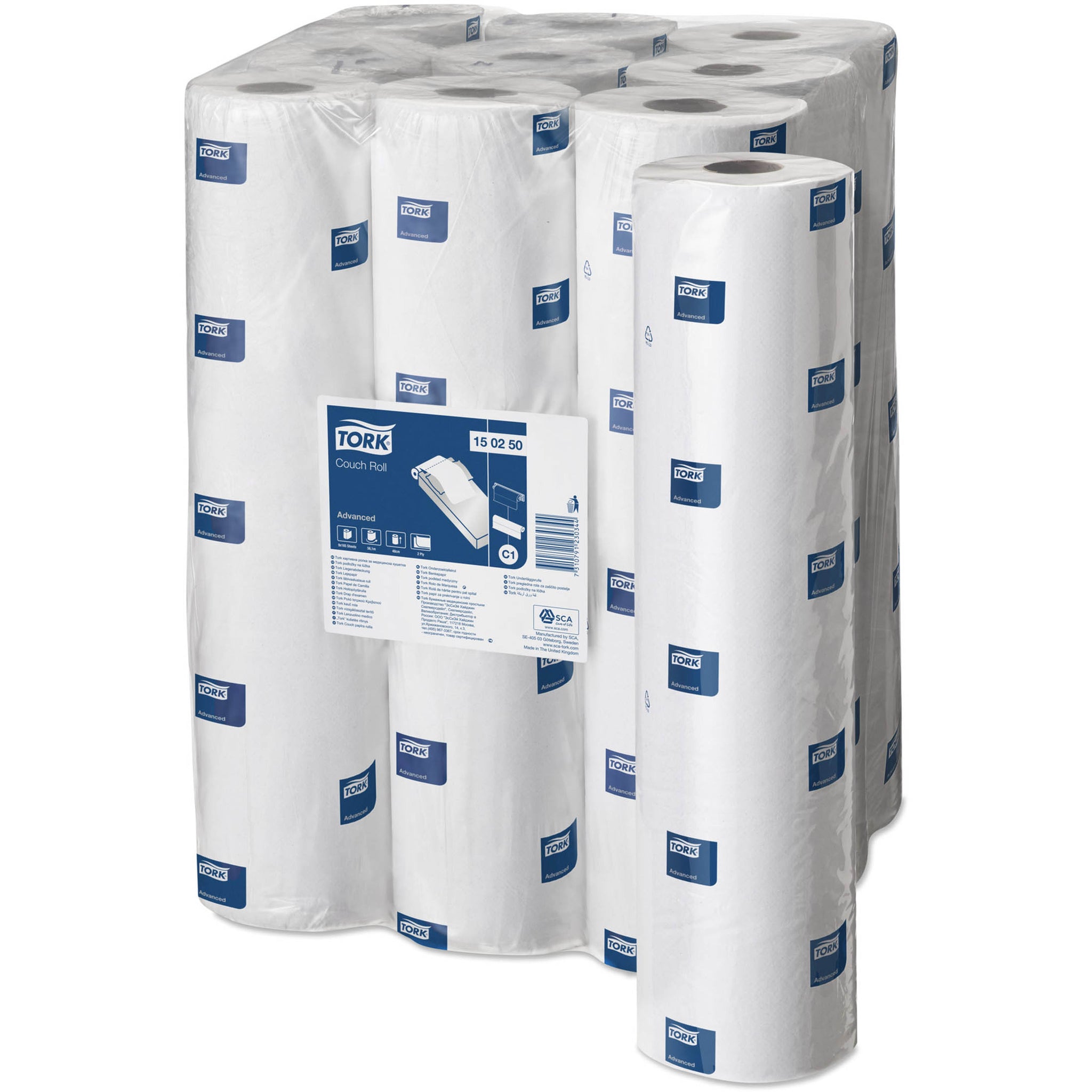 Tork Couch Roll Advanced White 2 Ply - 150250 - Case of 9 Rolls - 48cm ...