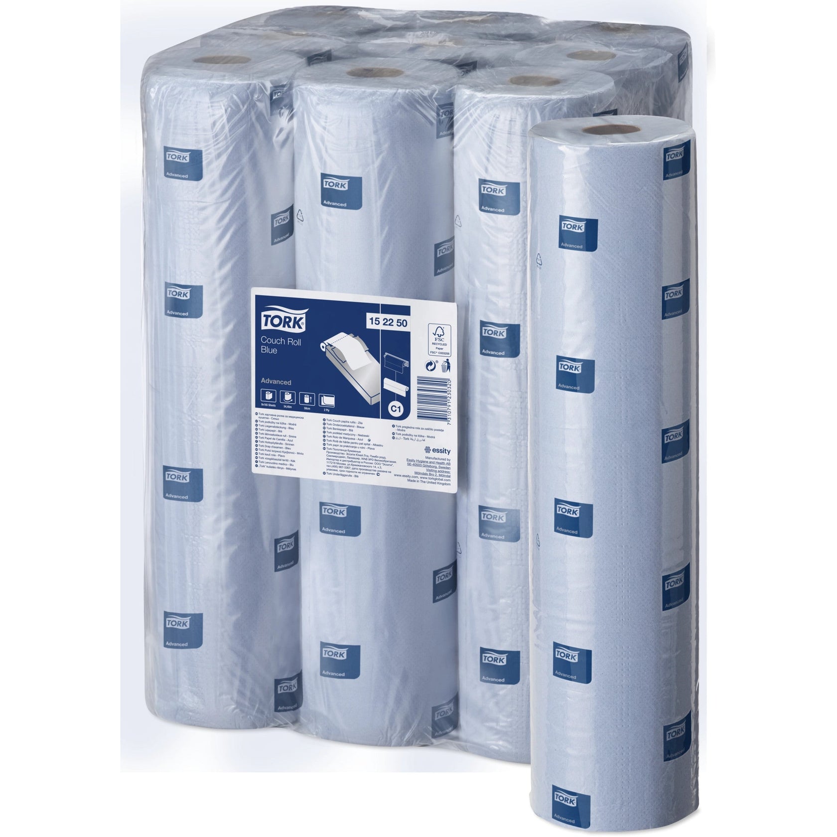 Tork Advanced 480mm Couch Roll (blue) - 56m x 9 rolls – Medisave UK