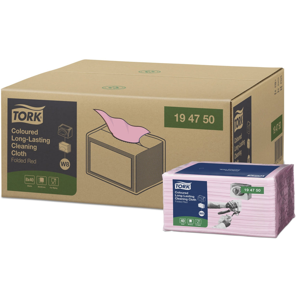 Tork Long-Lasting Cleaning Cloth in Red - Pack of 40 - 194750/PK40 ...