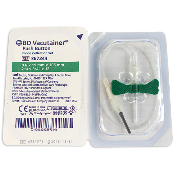 BD Push Button Blood Set 21g x 0.75 Per 50 With Luer Adaptor 12 Tubing ...