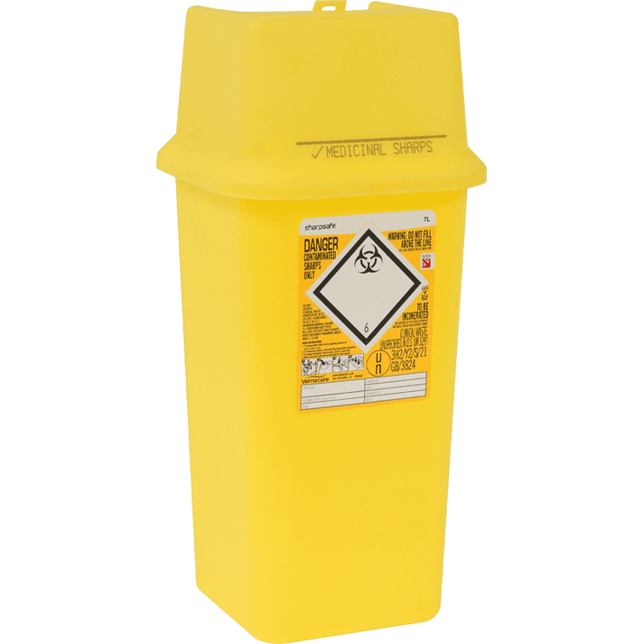 Sharpsafe® 7 Litre Container with Yellow Lid – Medisave UK