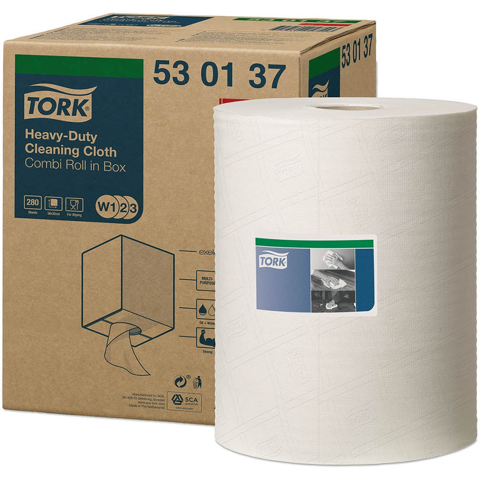 Tork Heavy Duty Cleaning Cloth White 1Ply - 530137 - 1 x 280 Sheets ...