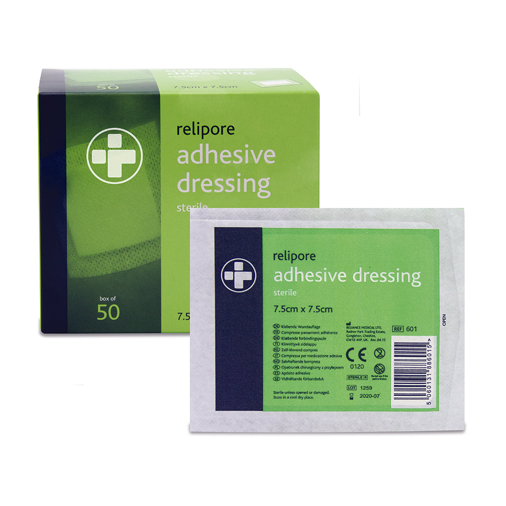 7.5cm x 7.5cm Relipore Adhesive Dressing Pads Sterile - Box of 50 ...