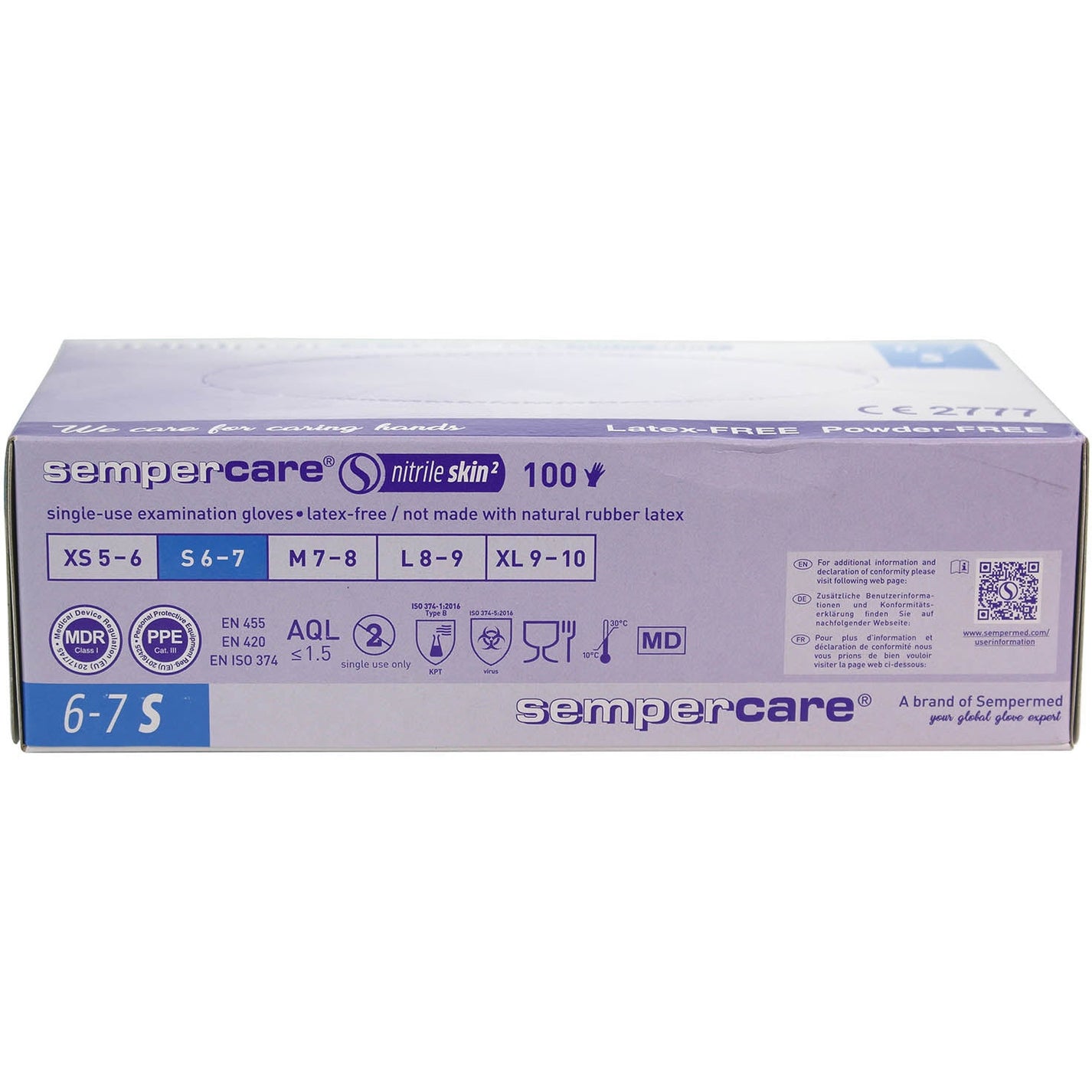 Sempercare Skin2 Nitrile Gloves Lavender Blue x 200 - Small – Medisave UK