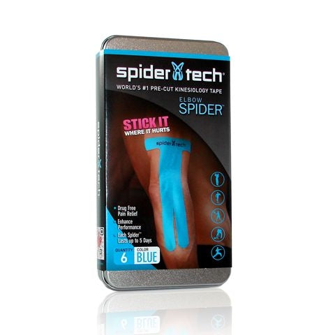 Spidertech Precut Kinesio Tape Elbow 6 Pack Blue – Medisave UK