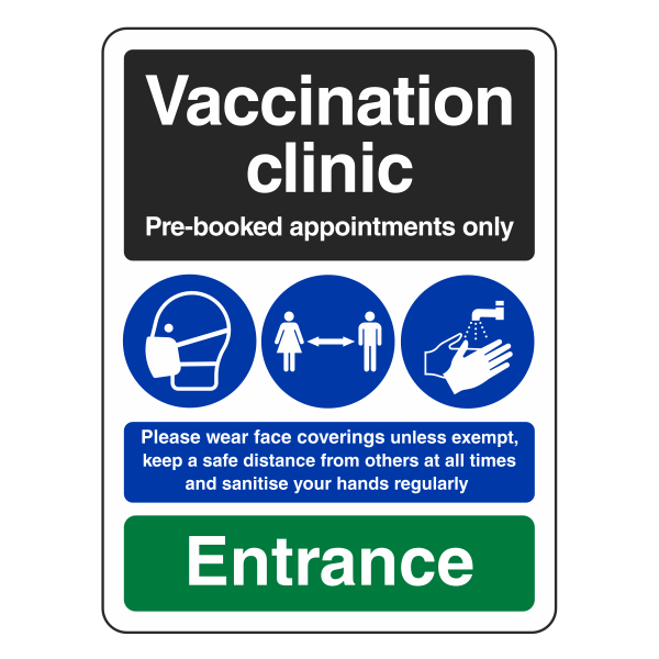 Vaccination Clinic - Entrance Sign – Medisave UK