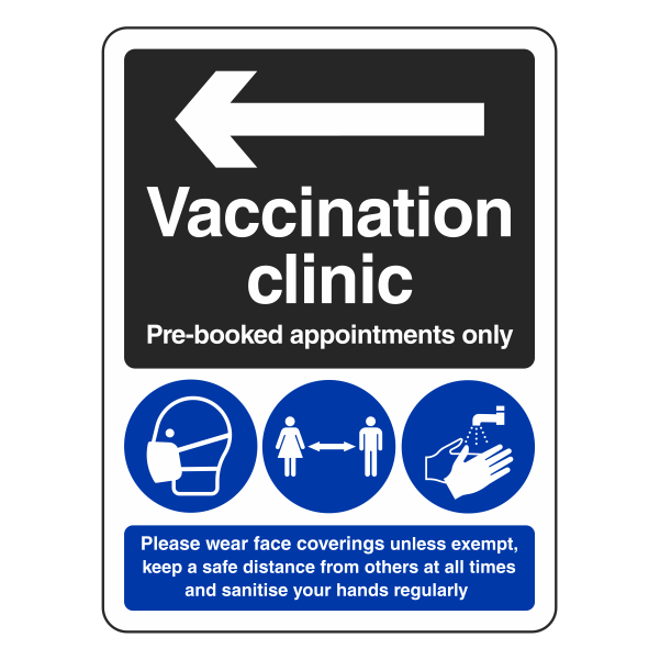 Vaccination Clinic - Arrow Left Sign – Medisave UK