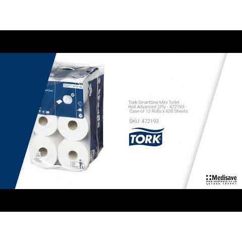 Tork SmartOne Mini Toilet Roll Advanced 2Ply - 472193 - Case of 12 Rol ...