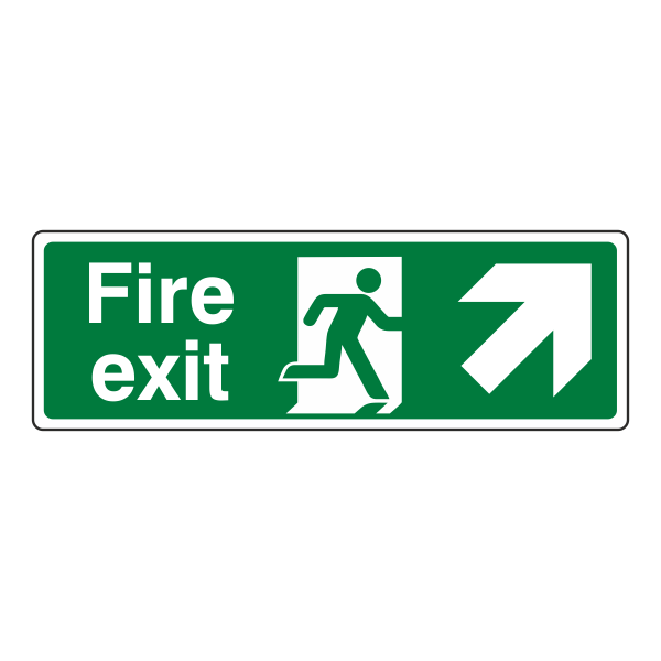Fire Exit Sign - Arrow Up Right - CLEARANCE – Medisave UK