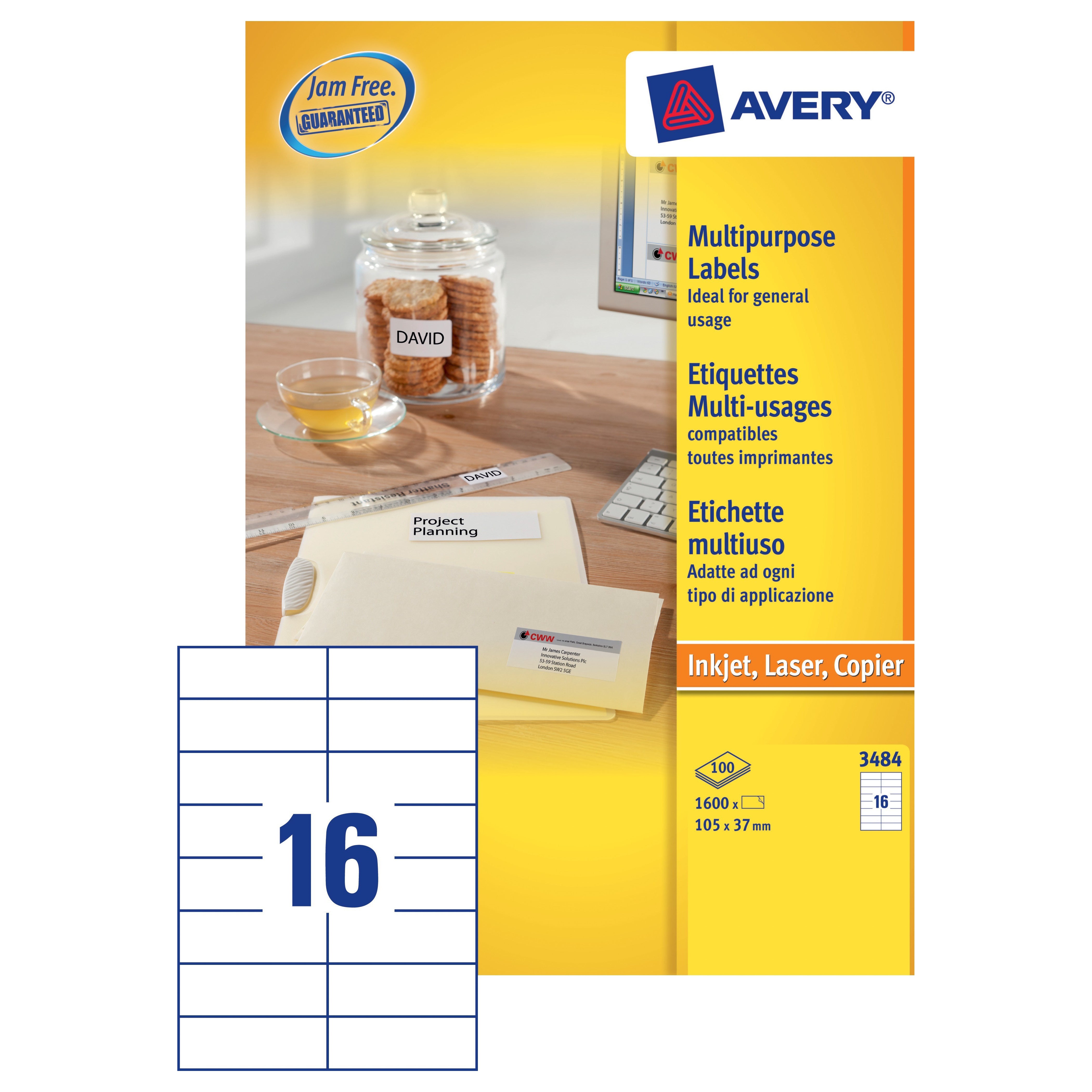 Avery Copier Lbl 105x37 Wht Pk100 Dps16 – Medisave UK