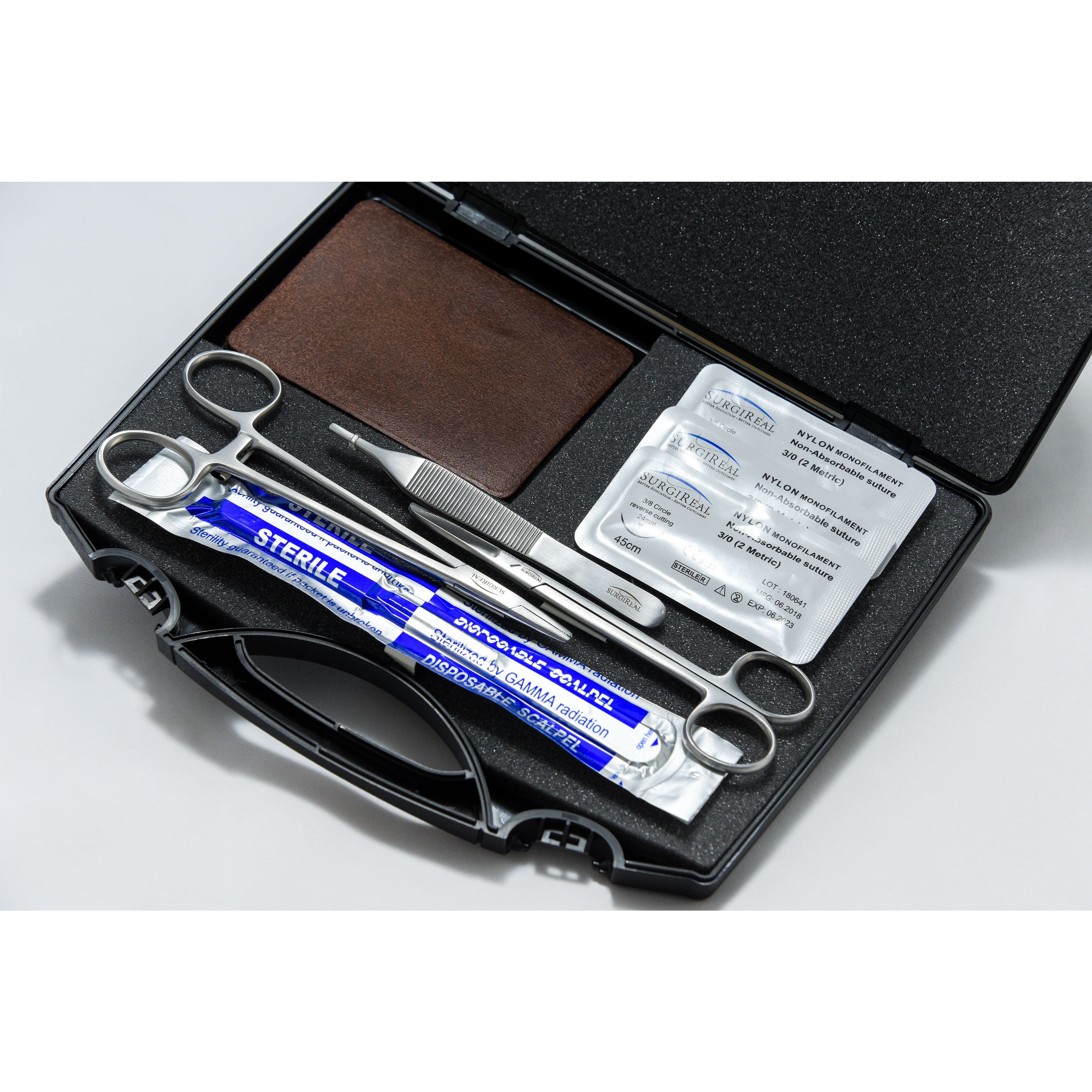 Suture Training Kit With 3-Layer Realsuture Suture Pad Dark Skin (4-0 ...