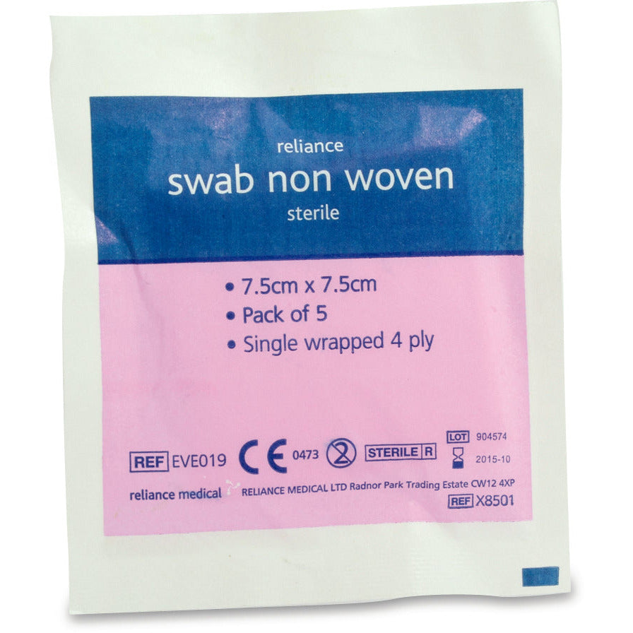Reliswab Swabs Non-Woven Sterile 4ply 7.5cm x 7.5cm Pack of 25 ...