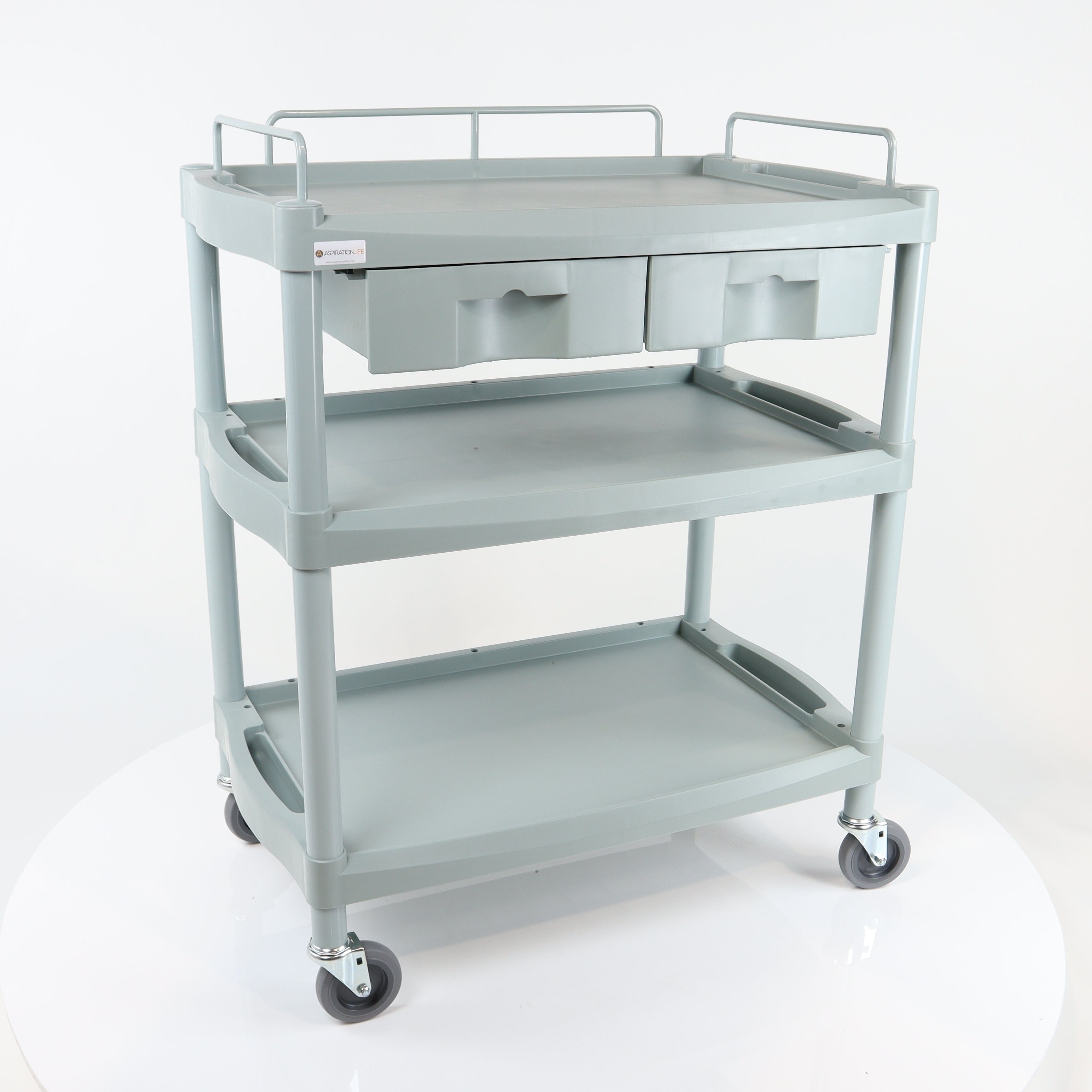 Handy Large Tall Clinical Dressing Trolley, 2 Drawers & Rails - Grey ...