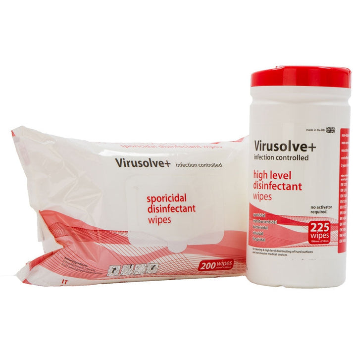 Virusolve+® High Level Disinfectant Wipes - 225 Sheets - Tub – Medisave UK