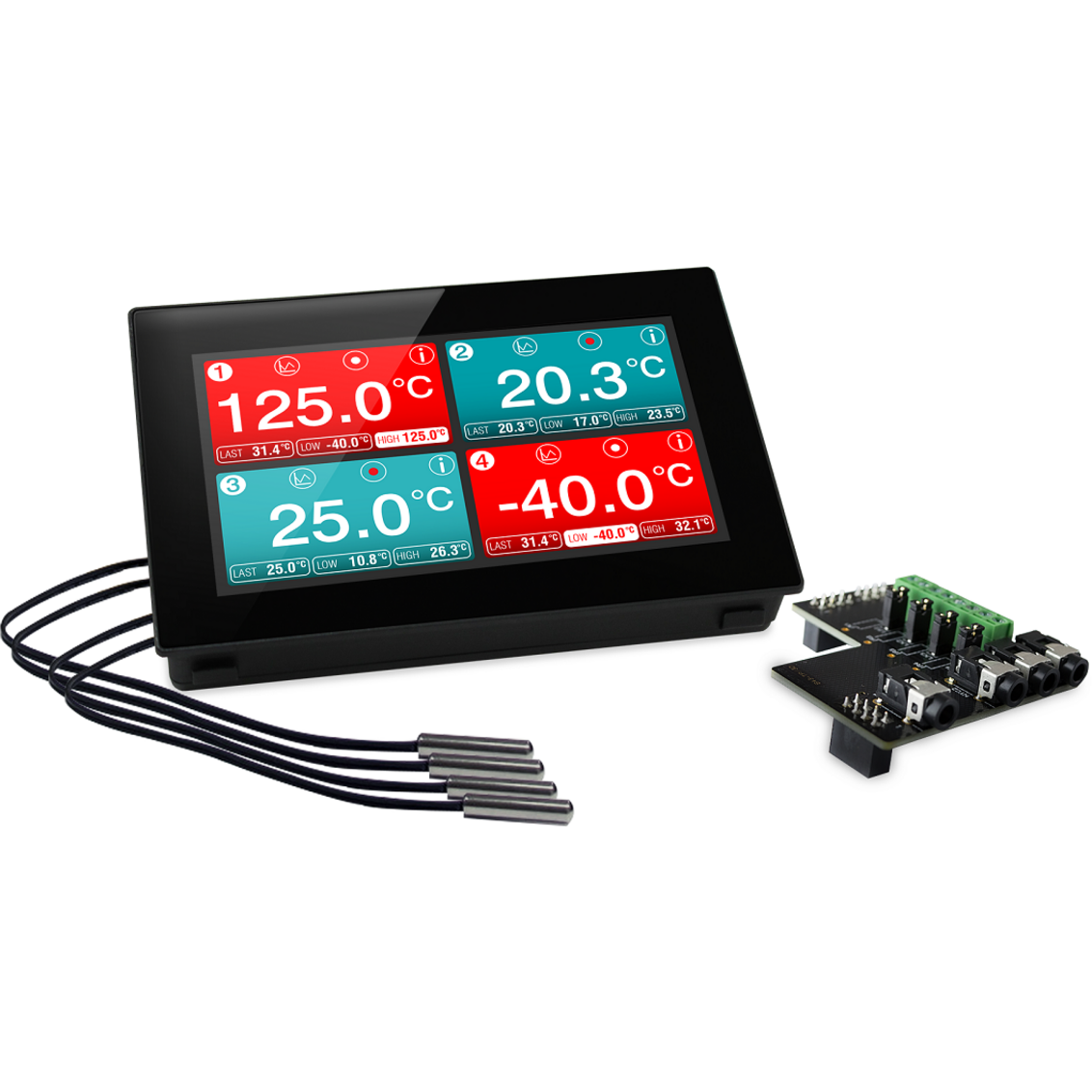 4.3” Capacitive touch display with 4 channel temperature data logging ...