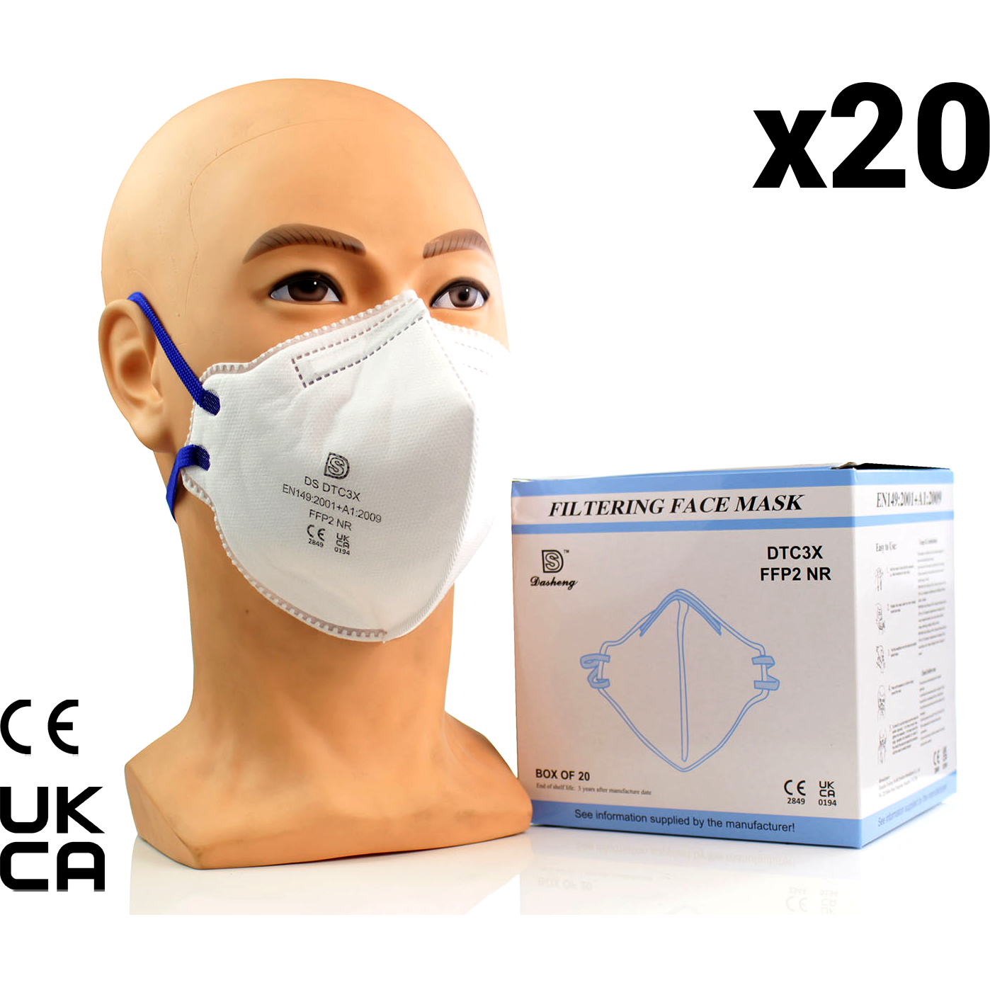FFP2 Unvalved Face Mask (Box of 20 Masks) – Medisave UK