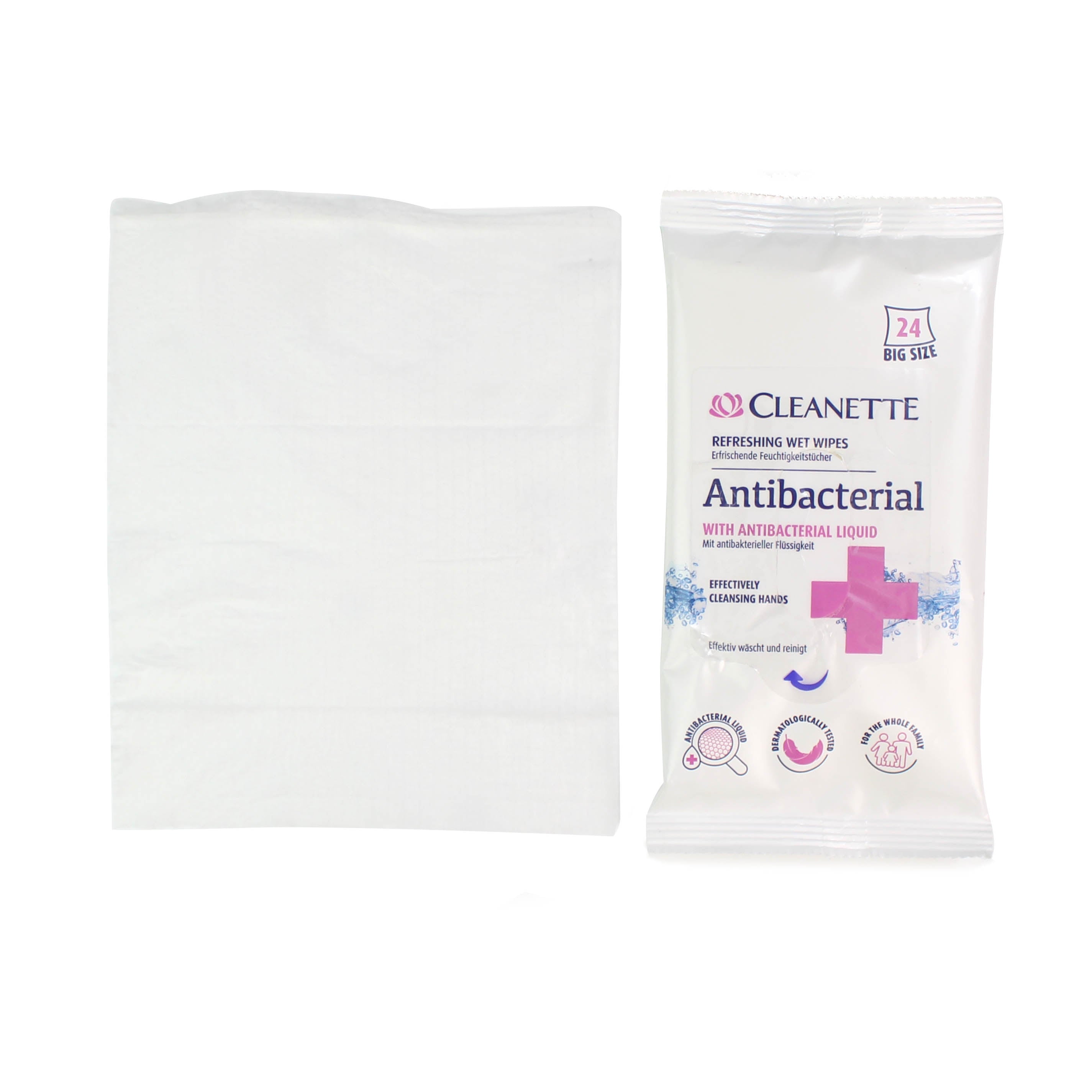 Cleanette Antibacterial Wipes - Pack of 24 Wipes – Medisave UK