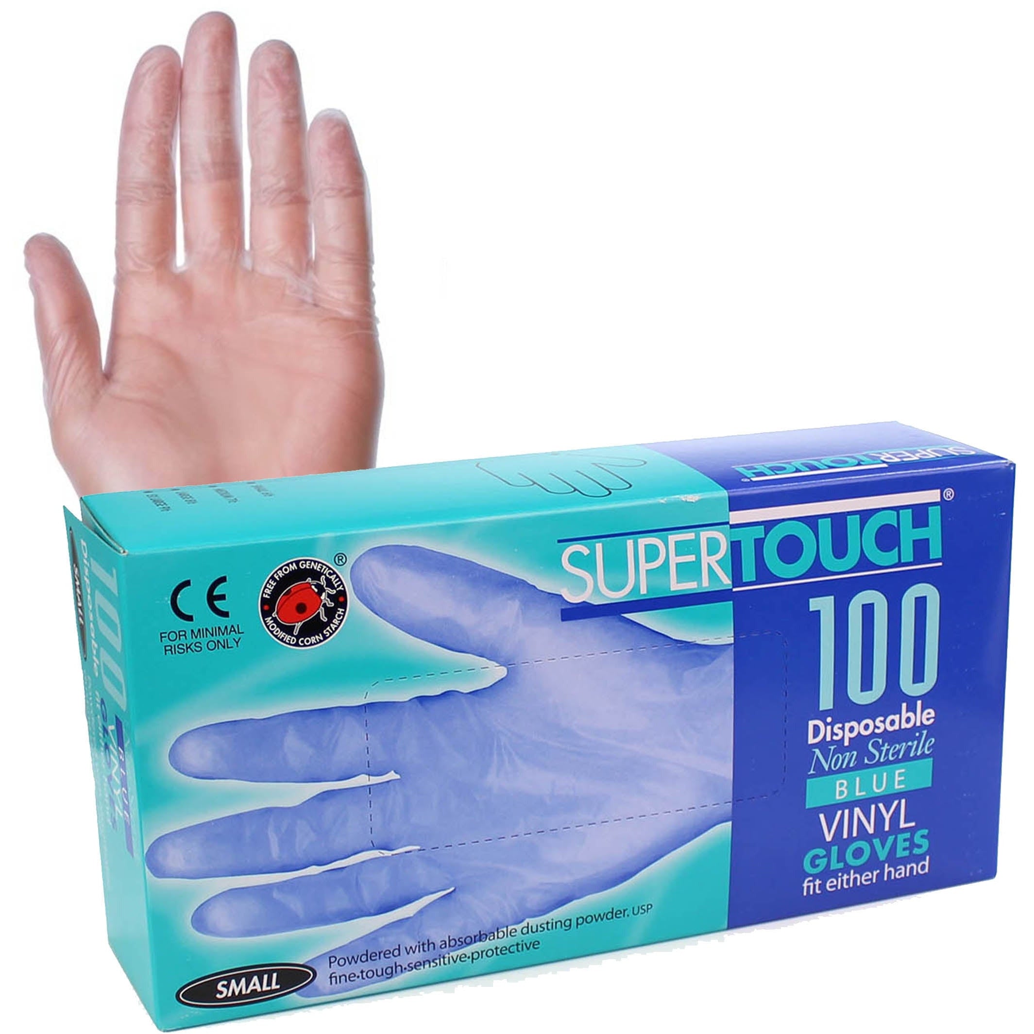 Supertouch Blue Vinyl Powdered Gloves - Small - Pack of 100 – Medisave UK