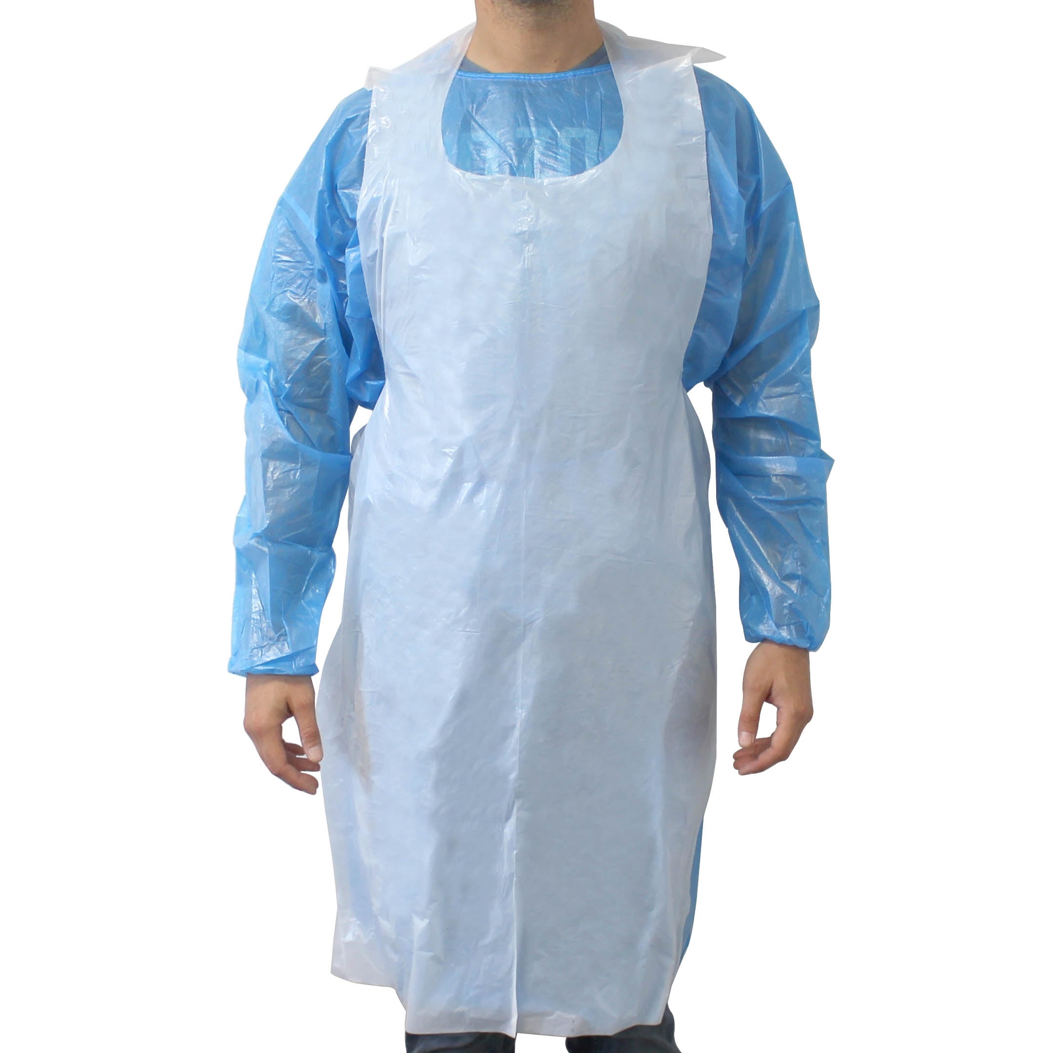 1000 x Flat Pack White Polythene 16 Micron Aprons (10 x 100) – Medisave UK