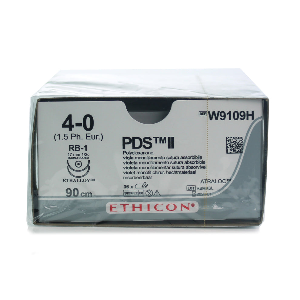 W9109H PDS, Violet, Monofilament, 2xRB-1, 4-0, 90cm, 1/2 Circle Taper ...