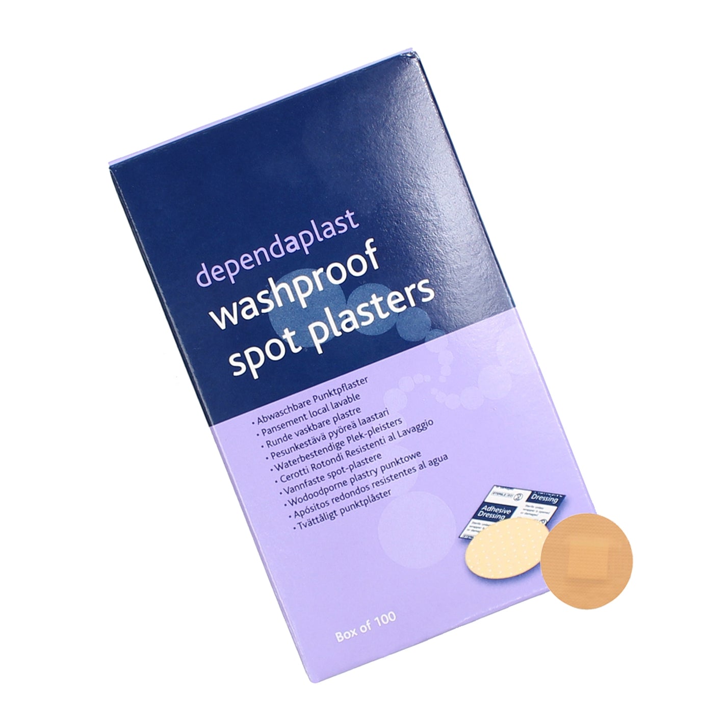 Dependaplast Washproof Spot Plasters 2.2cm Box of 100 – Medisave UK