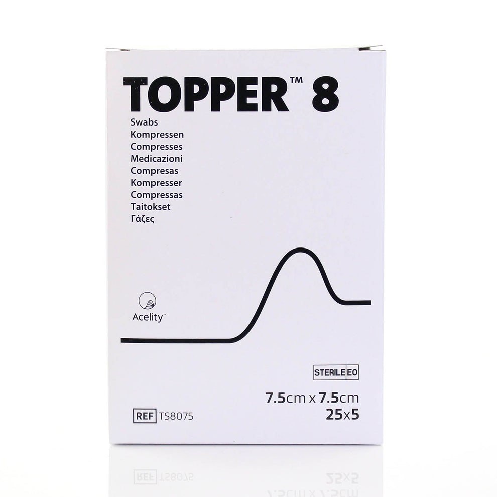 JJ Topper 8 Sterile Swabs 7.5 x 7.5 (25 x 5 PACK) – Medisave UK