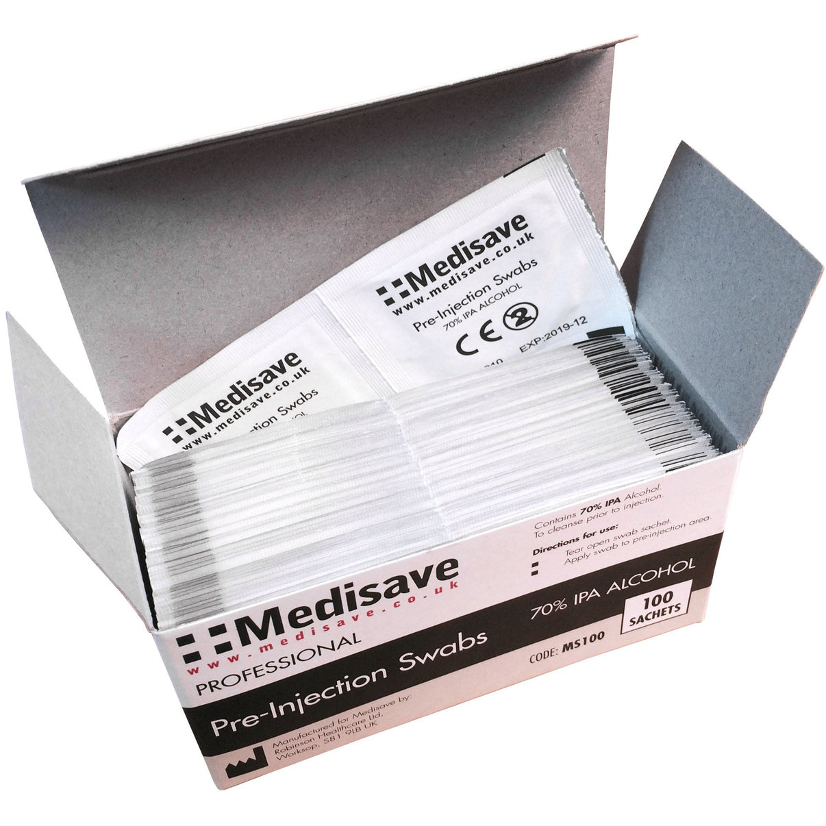Medisave Professional 70% Alcohol IPA Pre-Injection Swabs x 100 ...