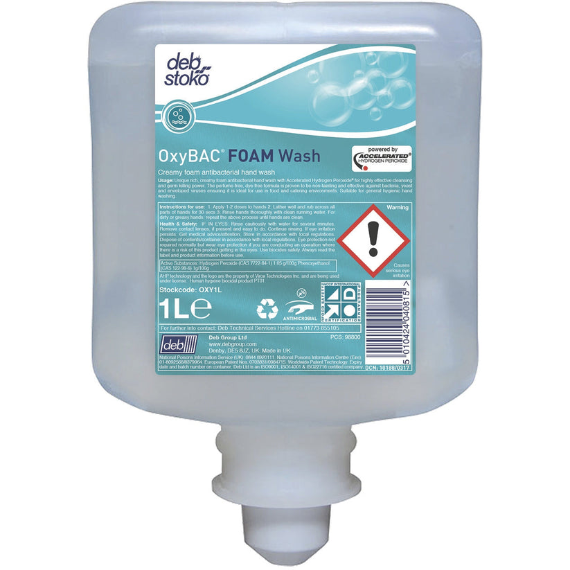 Deb OxyBac Antimicrobial Foam 1 Litre Cartridge – Medisave UK