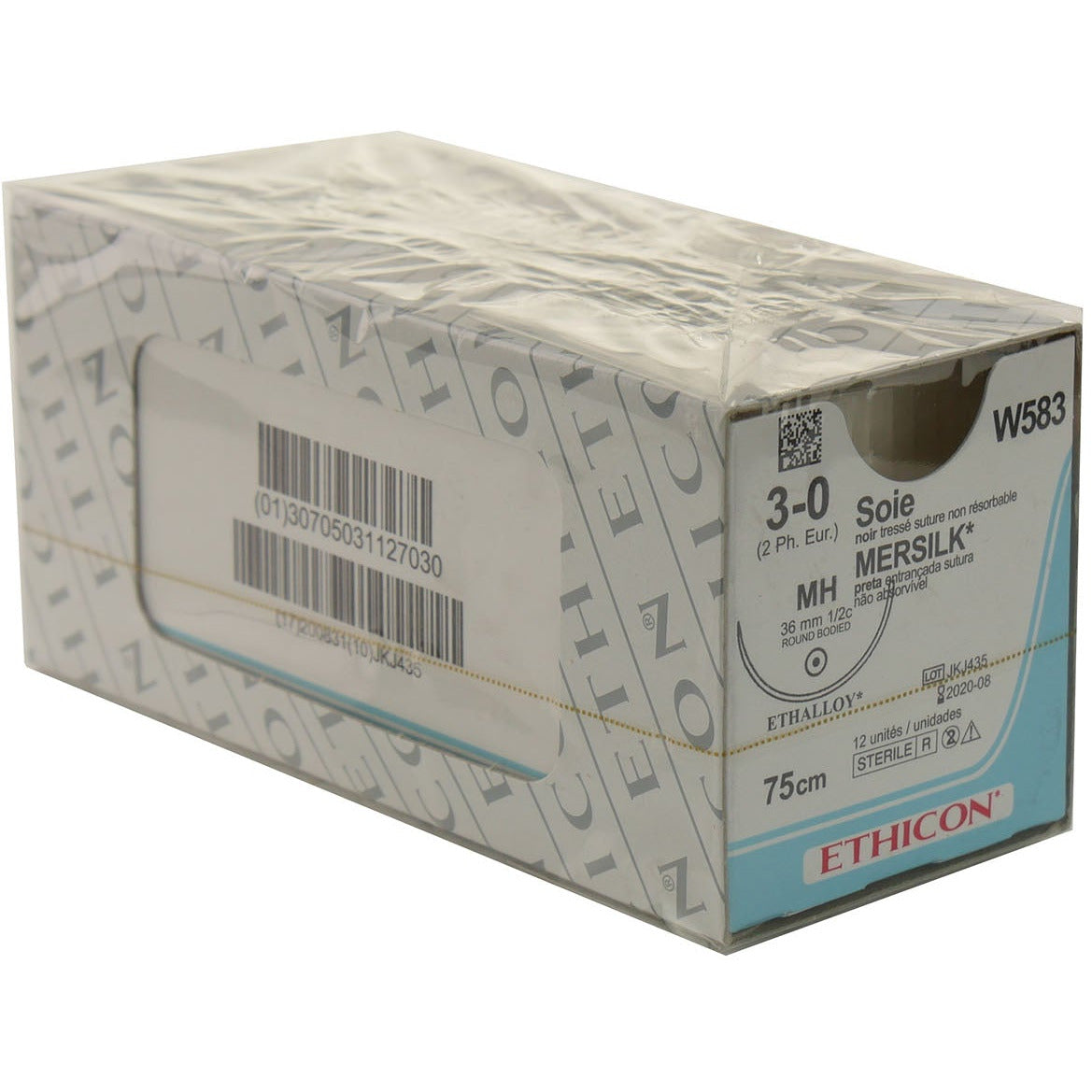 Mersilk Suture Taper Point Needle: 36mm 75cm black 3-0 2 x12 – Medisave UK